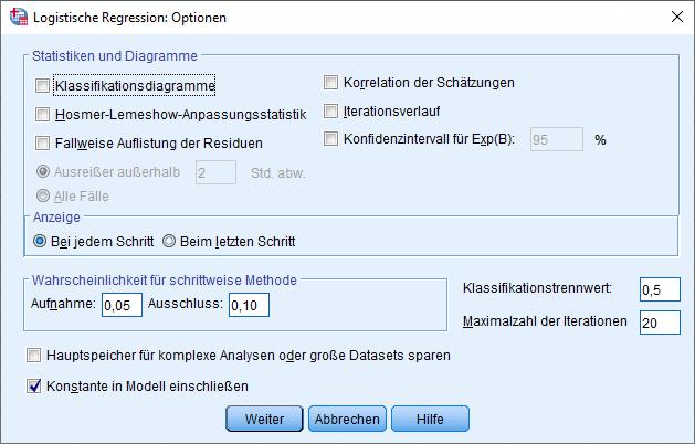 Logistische Regressionsanalyse mit SPSS
