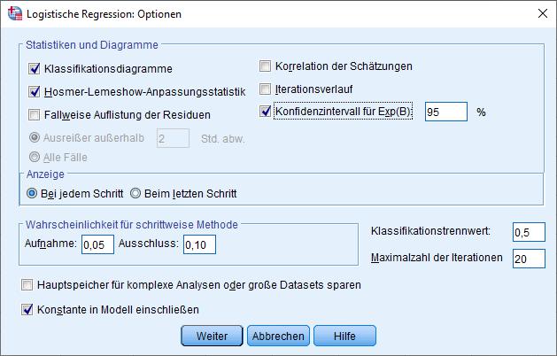 Logistische Regressionsanalyse mit SPSS